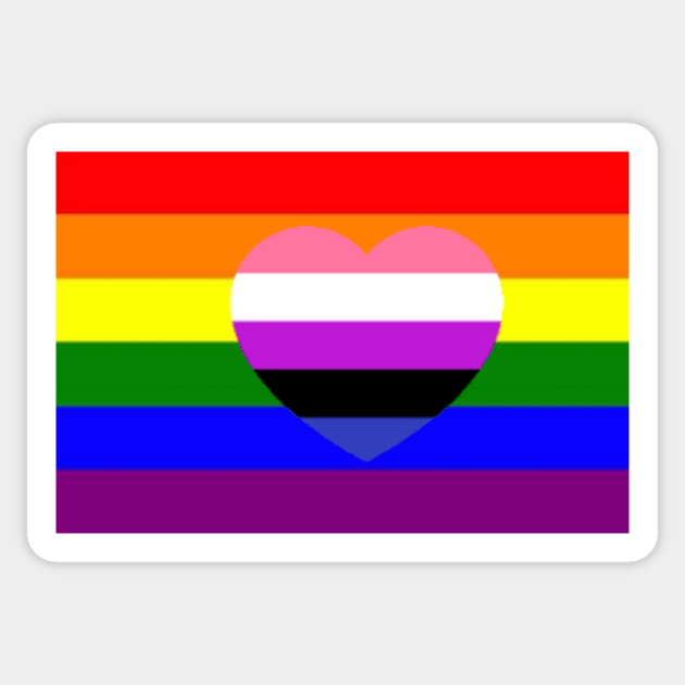 Gay Pride Flag with Genderfluid Heart - Gay - Sticker | TeePublic